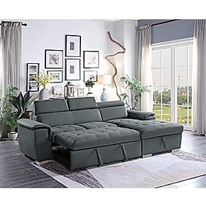 Homelegance Ferriday 98" x 66" Sectional Sleeper with Storage, Gray