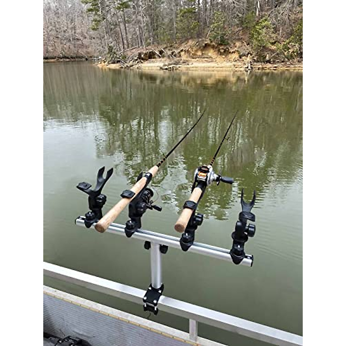Brocraft Crappie Rod Holder for Pontoon Boat/ Pontoon Boat Rod Holder System/ Square Rail Mount Rod Holder System