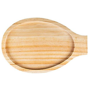 Choice 9 1/4" x 7" Oval Cast Iron Fajita Pan Set with Wood Serving Underliner (Black)