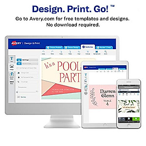 Avery Printable Tent Cards with Sure Feed Technology, 2.5" x 8.5", White with Embossed Border, 100 Blank Place Cards for Laser or Inkjet Printers (05305)