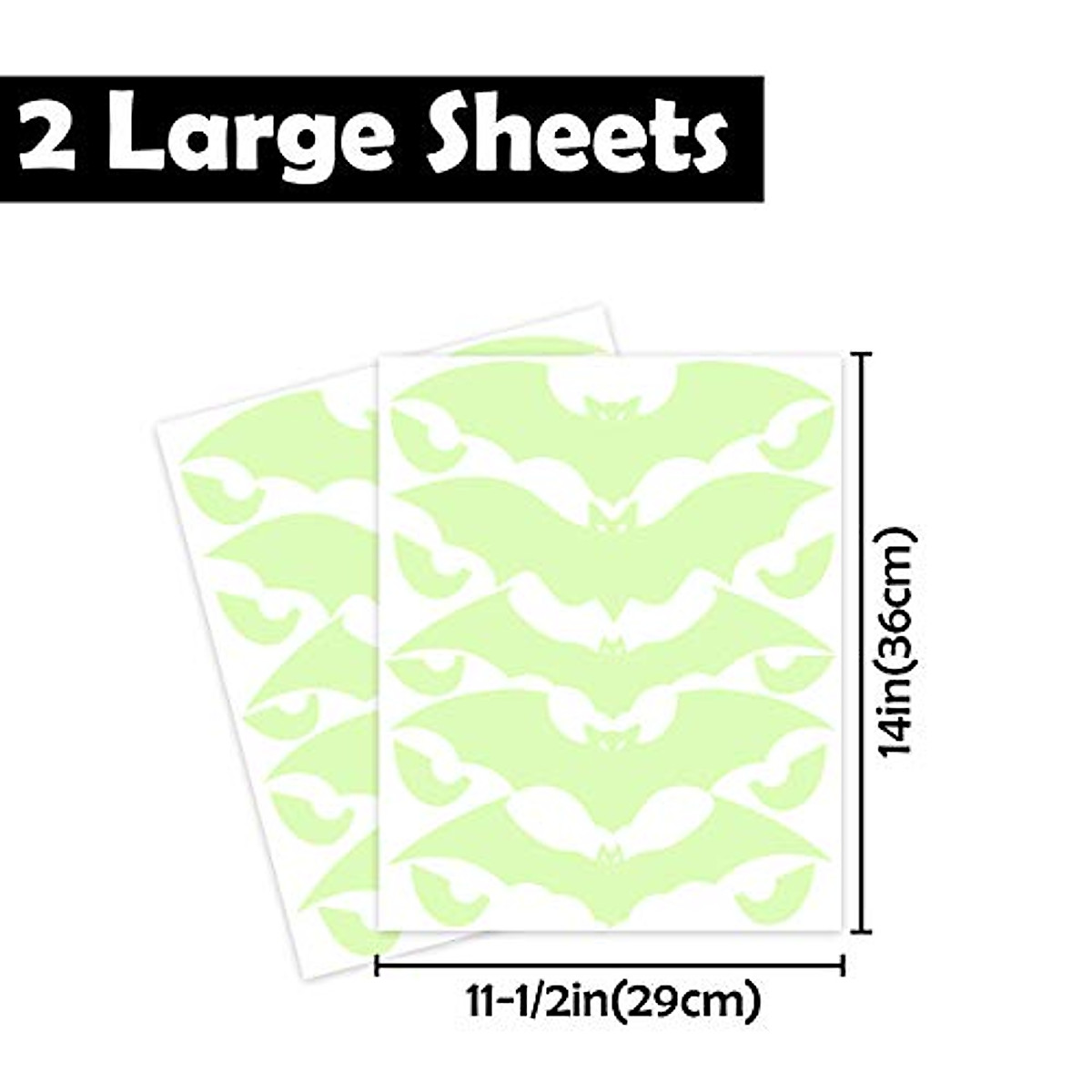 Ivenf Halloween Decorations Glow in Dark Bat Stickers, Bats Peeping Eyes Luminous Wall Decal, Scary Kids School Home Office Halloween Party Supplies, 2 Sheets 30 pcs