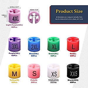 Hilitchi 540-Pcs [XXS - 4XL] Clothes Hanger Size Color-Coding Garment Size Markers Assortment Kit - 9 Size - with Storage Box