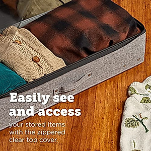 storageLAB Underbed Storage Containers, Storage Bin for Clothes, Blankets, Shoes and Pillows (1 Piece with Wheels and Lid)