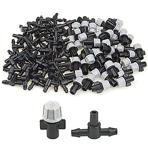XINGYHENG 100Pcs(50Pairs) Garden Irrigation Kit Adjustable Misting Drippers Atomizing Connect with Tee Connector Round Emitter Drip System for Flower Pot Garden Lawn Water Irrigation Drip Kit