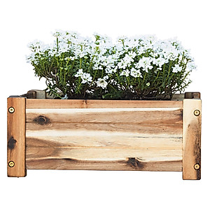 Thirteen Chefs Villa Acacia Wooden Planter Box - 17 Inch Rectangular Wood Planter for Garden, Patio, Window, Home Decor - Acacia Wood Plant Stand for Indoor or Outdoor Gardening