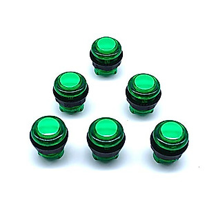 Arcity 8 Pcs Arcade LED Push Buttons Illuminated Light 6 × 30mm Buttons + 2 × 24mm Buttons with Built-in Microswtich for Arcade Machine Video Game Console DIY Jamma MAME Raspberry Green New