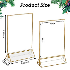 Maitys 26 Pieces Acrylic Gold Frames Sign Holde, Double Sided Gold Picture Frame with Vertical Stand for Wedding Table Number Holder, Menu Holder, Photos and Art Display