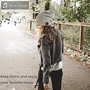 Upgraded 5.0 Winter Hats Wireless Beanie Hat with Headphones Smart Beanie Headset Warm Musical Knit Headphone with Built-in Mic for Skiing Skateboarding Jogging Gift for Men Women Boys Girls