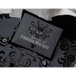 Jay Franco Disney Haunted Mansion Happy Haunts Damask 7 Piece Full Bed Set - Includes Reversible Comforter & Sheet Set - Super Soft Fade Resistant Microfiber - (Official Disney Product)