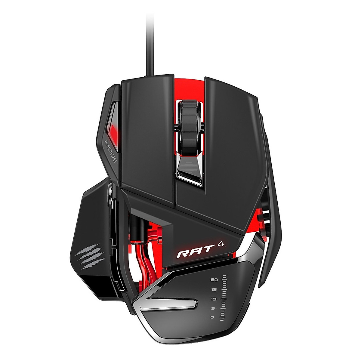 Mad Catz RAT4 Wired Optical USB LED RGB Mouse with 9 Programmable Buttons, Adjustable - Black