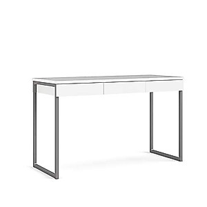 Pemberly Row Contemporary Home Office Multi-Functional Writing Desk with 3 Drawer in White