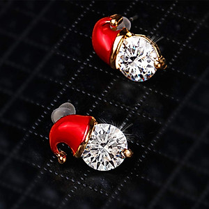 2 Pairs Women's Christmas Earrings, Girls Crystal Gemstone Santa Christmas Hat Earrings Luxury Christmas Reindeer Antlers Xmas Earring Stud Jewelry Gift Sets