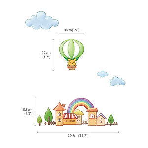 DECOWALL BS-1606 Animal Hot Air Balloon Height Growth Chart Kids Wall Stickers Wall Decals Peel and Stick Removable Wall Stickers for Kids Nursery Bedroom Living Room d?cor