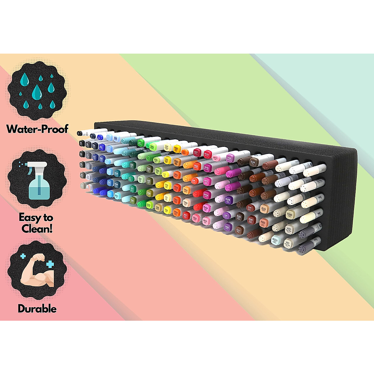 Polar Whale Art Marker Storage Tray Organizer Pen Pencil Brush Storage Design Stand Supply Horizontal Storage Non-Scratch Non-Rattle Washable Compatible with Copic and More Holds 144