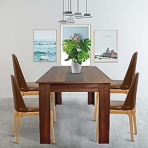 MKJLWO Wooden Dining Table for 4 to 6，Rectangular Dining Room Table Wood Kitchen Table Rustic Farmhouse Dinner Table Restaurant Tables，Walnut