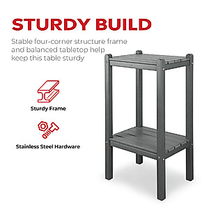 Costaelm Outdoor Side Table, 2-Tier Small Patio Coffee Tables for Outside, Outdoor End Tables for Patio, Adirondack Side Table for Outside, Outside Table for Pool, Porch, Garden, Turquoise