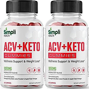 (2 Pack) Simpli Health ACV Ketos Gummies Keto Apple Cider Vinegar 1050mg, Formulated to Support Healthy Weight, Simpliacv Heath ACV Keto Gummies, Simple AVC ACT AC ACB Simply Acc Gummies (120 Gummies)