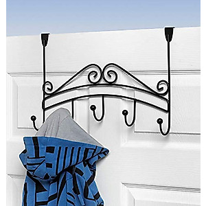 Spectrum Diversified Yorkshire Over The Door 5 Hook Rack for Hanging Entryway Kitchen and Bathroom Organization, Black