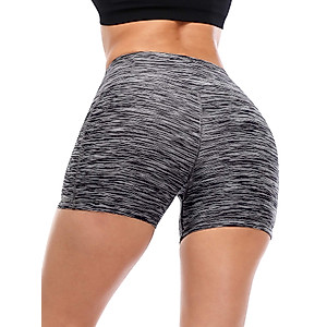 CADMUS Women's High Waist Yoga shorts,Tummy Control,Workout Shorts Out Pockets,2 Pack,1015,Black & Red,Large