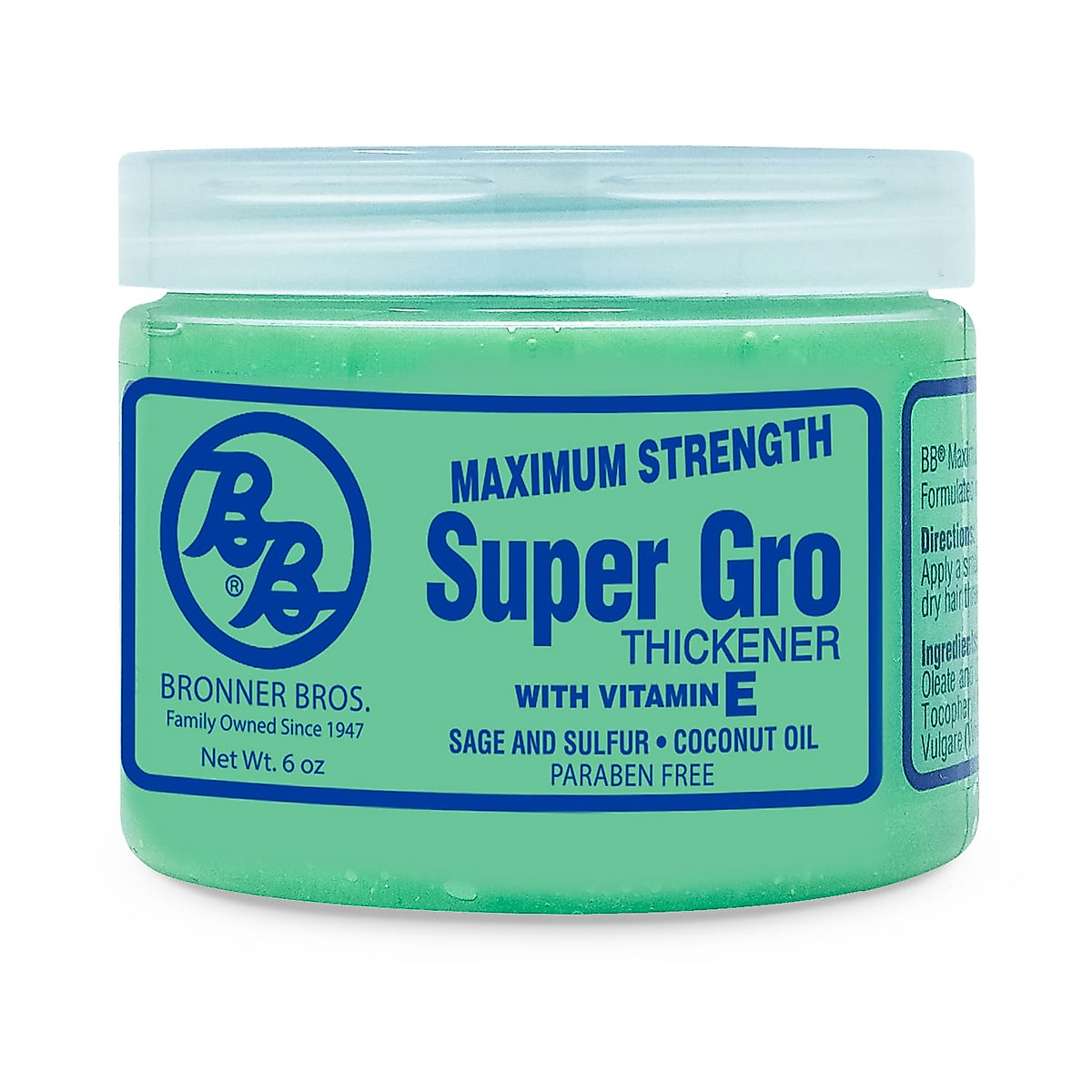 Bronner Bros Super Gro Max - Maximum Strength Hair Treatment for Dry Itchy Scalp with Vitamin E, Sage, Sulfur & Coconut Oil - Hydrate Dry Damaged Hair, Reduce Breakage, Enhance Scalp Health - 6 oz