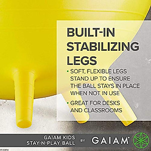 Gaiam Kids Stay-N-Play Children's Balance Ball - Flexible School Chair Active Classroom Desk Alternative Seating, Blue, Orange Junior, Lime Junior and Grey, 52cm