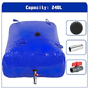 Water Bladder Storage Containers,240L/63Gallon Portable Fresh Water Storage Tank,Bathtub Water Storage Bladder Barrel Bag for Drought Resistance Fire Protection Agricultural Irrigation Outdoor