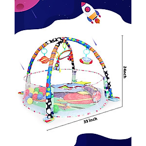 Siairo Jumbo Baby Activity Gym Folding Baby Play Gym Play Mat with Ball Pit & Hanging Mobiles, Surrounding Mesh for Newborn, Infant, Babies, Toddlers