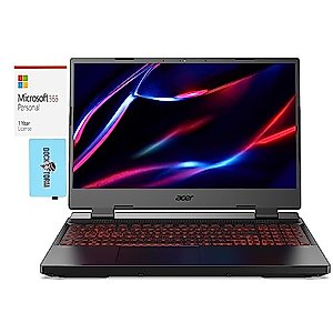 acer Nitro 5-AN515 Gaming & Entertainment Laptop (AMD Ryzen 7 6800H 8-Core, 64GB DDR5 4800MHz RAM, 1TB PCIe SSD, GeForce RTX 3070 Ti, 15.6" Win 11 Home) with MS 365 Personal, Dockztorm Hub