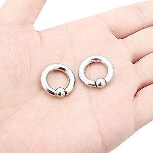 Ftovosyo PA Ring Captive Bead Rings Spring Action BCR Ball Rings 6G 316L Surgical Steel Pierced Body Jewelry for Women 2PCS 12mm