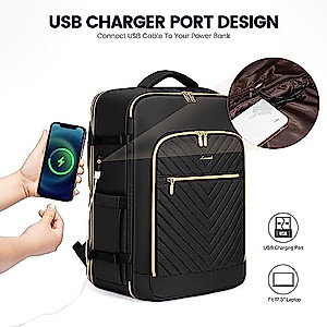 LOVEVOOK Travel Backpack,Carry On Backpack Flight Approved with Toiletry Bag,Expandable Large Laptop Backpack Women Waterproof Backpack Fit 17.3 Inch with USB Charging Port Shoes Compartment