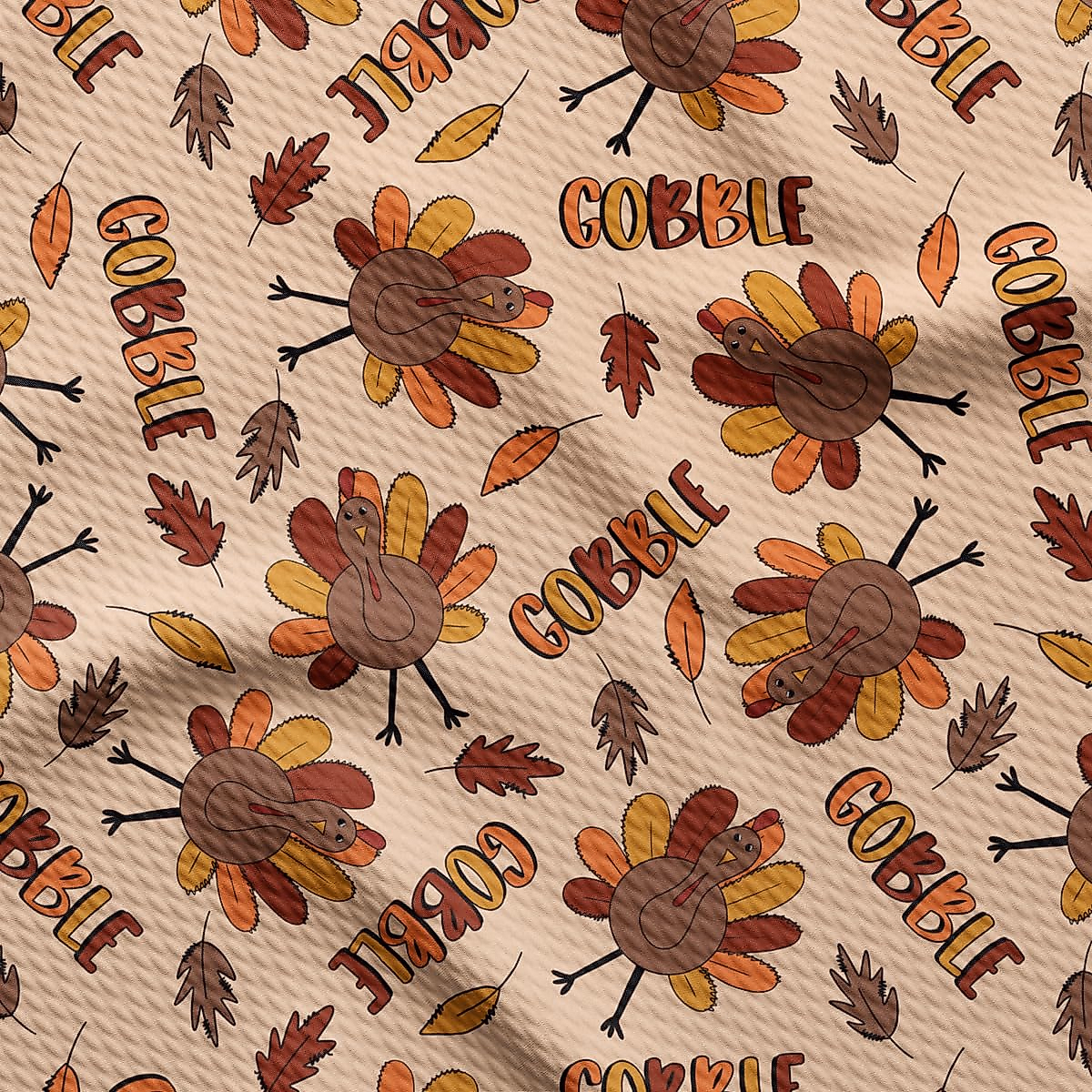 Thanksgiving Turkey Gobble Fall Autumn Bullet Textured Fabric by The Yard Stretch Liverpool - 1 Yard Fabric for Bows Clothes Sewing (AA1942)