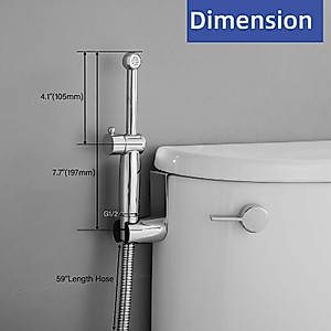Greenspring Chrome Handheld Bidet Sprayer for Toilet with Bidet Hose Brass Cloth Diaper Sprayer Bathroom Toilet Sprayer Attachment for Feminine Wash, Wall Mount or Toilet Mount