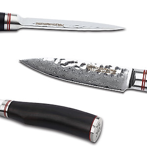 YOUSUNLONG Paring Knife 3.5 inch Peeling Knives Japanese 67 Layers Hammered Damascus Steel with Natural Leadwood Handle