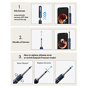 BEBIRD Note5 AuriCare Ear Wax Removal Tool with Ear Camera, Ear Cleaner with Ear Pick &Tweezers Mode,1000W Ear Scope,Universal Gyroscope for Earwax Removal, Ear Wax Removal Kit Include 6pcs Ear Scoop