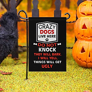 Monaco Garden Flag Crazy Dogs Live Here Welcome Garden Flags Double Sided Yard Flag Fall Garden Flag 12 x 18 Inch Dog Garden Flag