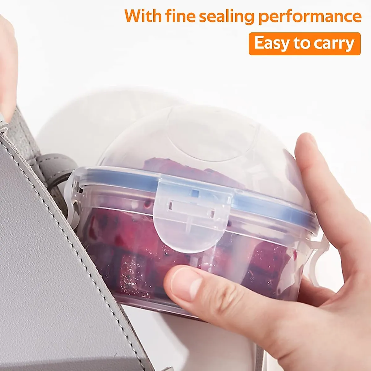 EMVANV 2 PCs Small Fruit & Vegetable Storage Containers With Lid, Onion & Tomato Lemon Apple Produce Saver Holder, Portable Savers, Transparent