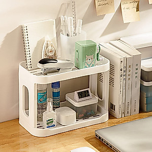 kaileyouxiangongsi 2-Tier Desk Organizers & Dispensers，Mail Holder for Office Desk Organization，Kitchen Spice Rack or Bathroom Countertop Organizer, Gift for Teachers, Classmates, and Friends,White