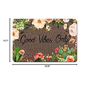 Funny Doormat Custom Indoor Doormat -Good Vibes Only Doormat Bath Mat Welcome Mat Funny Front Door Mats Home and Office Decorative Entry Rug Garden/Kitchen/Bedroom Mat Non-Slip Rubber 23.6 x15.7 Inch