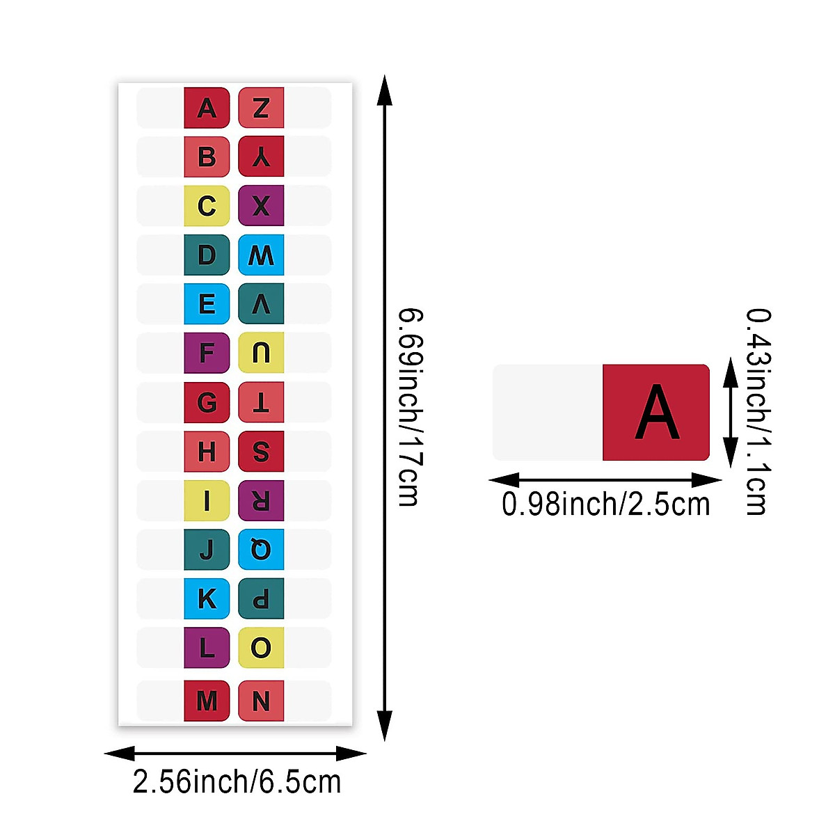 780 PCS Colorful Alphabet Tabs, A to Z 26 Letters Index Labels Multicolor Alphabet Tabs Tab Dividers Stickers for Binders Notebook Classify Files Contents Page Address Book Folder
