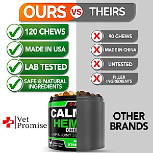 Hemp Calming Chews for Dogs Anxiety - Advanced Dog Calming Chews - 170 Chews - Dog Anxiety Relief with Hemp Oil - Calming Treats for Dogs - Hip and Joint Supplement Health Support for Dogs