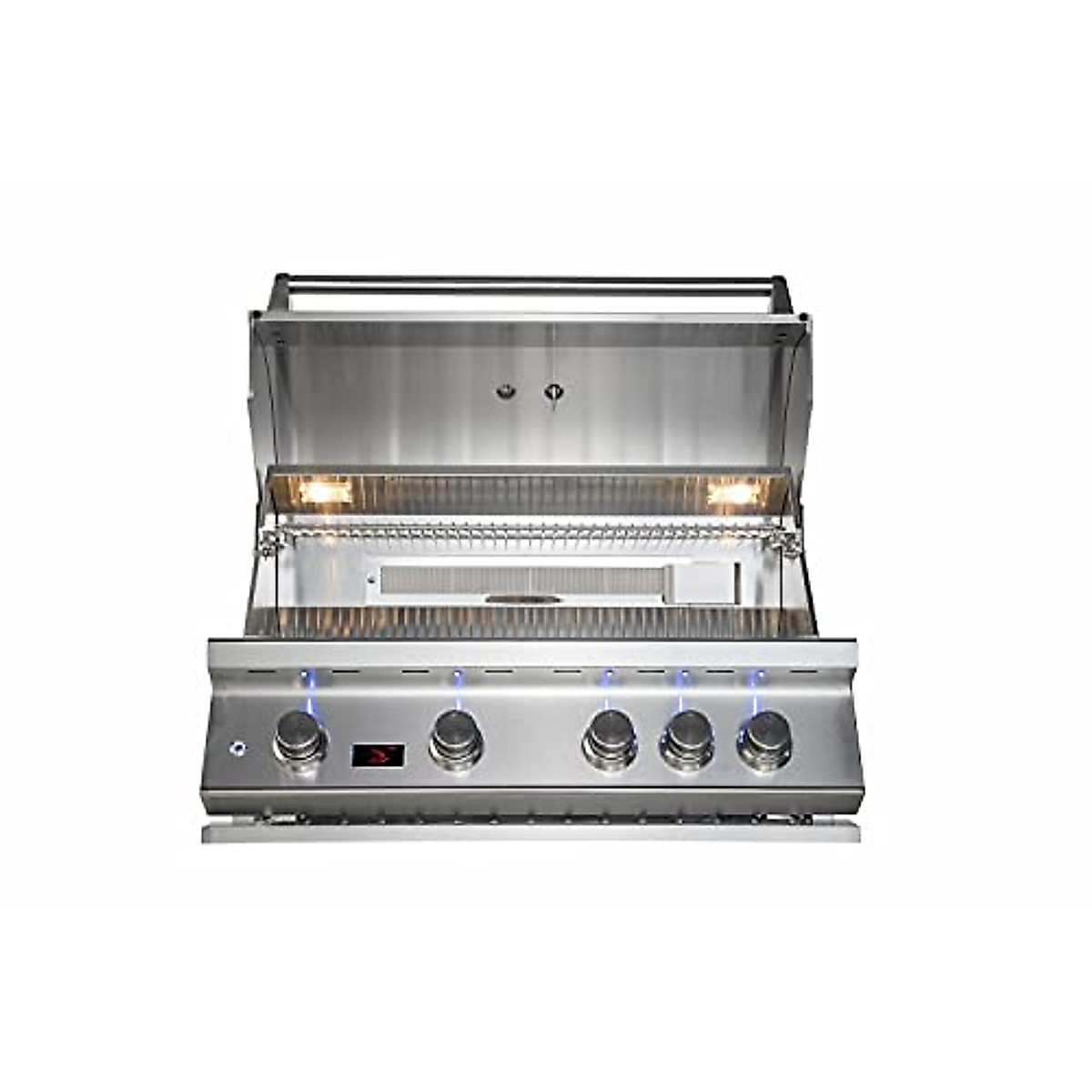 Bonfire 34-inch 4 Burner Built-in Propane Gas Grill with Rear Infrared Burner and Rotisserie Kit for Outdoor Kitchen BBQ Island, 304 Stainless Steel, CBB4-LP