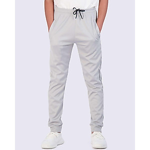 Real Essentials 3 Pack Boys Youth Active Teen Mesh Sweatpants Joggers Running Basketball School Track Pants Athletic Workout Gym Training Jogger Fit Kid Casual Pockets - Set 4,S(8)