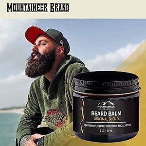 Mountaineer Brand Beard Balm for Men | All Natural Leave-In Conditioner to Moisturize Dry Itchy Skin | Beard Butter Hydrates, Softens and Tames Flyaway Hair | Adds Shine | Original Scent 2oz