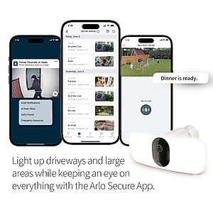 Arlo Pro 3 Floodlight Camera - Wireless Security, 2K Video & HDR, Color Night Vision, 2 Way Audio, Wire-Free, Direct to WiFi No Hub Needed, 160° View, Works with Alexa, White - FB1001