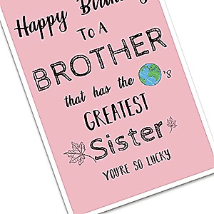 Joke Birthday Card for Brother from Sister, Funny Cocky Bday Card, Unconventional Greatest Sister Card