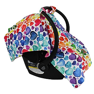 DEAR BABY GEAR Heart Deluxe Car Seat Canopy - Double Layer, Bright Colored Hearts, Hot Pink Smooth, Hot Pink, 40 x 30 Inches