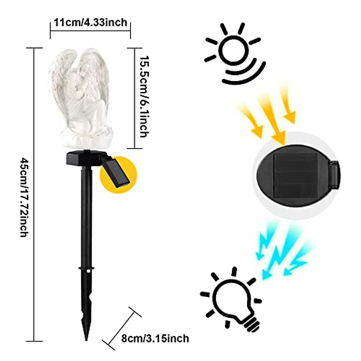 XURLEQ Garden Solar Light Outdoor Decor, Resin Angel Solar LED Light for Outdoor, Waterproof Light for Flower Fence Lawn Passage Walkway Courtyard Party Decoration, Angel