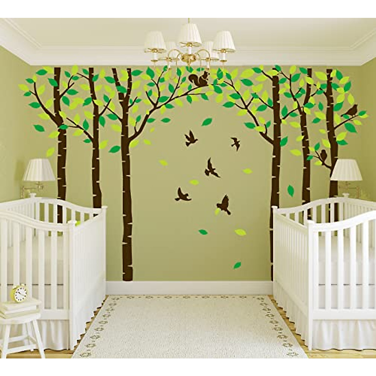 MAFENT Giant Jungle Tree Wall Decals Birch Tree Wall Decals Forest Tree Wall Stickers for Kids Room Bedroom Living Room Nursery Removable Vinyl Sticker Mural Art Decoration(Brown)