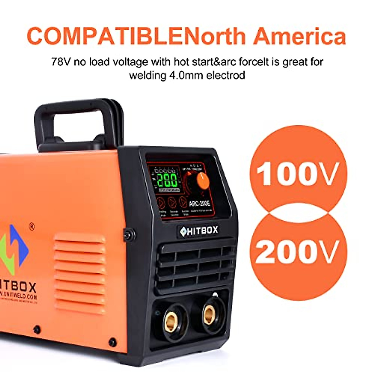 HITBOX 200Amp MIG Welder, 110/220V Dual Voltage Mig/Lift Tig 2 In 1 Welding Machine Portable Stick Welder Machine LCD Digital Display