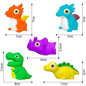 Dinosaur Toy Auto Flashing Dinosaur Model Glowing Figures Bath Toy Playset 5 pcs